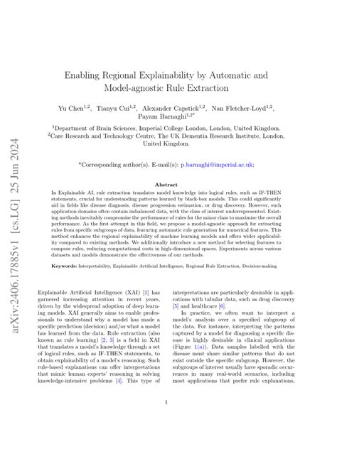 Pdf Enabling Regional Explainability By Automatic And Model Agnostic Rule Extraction