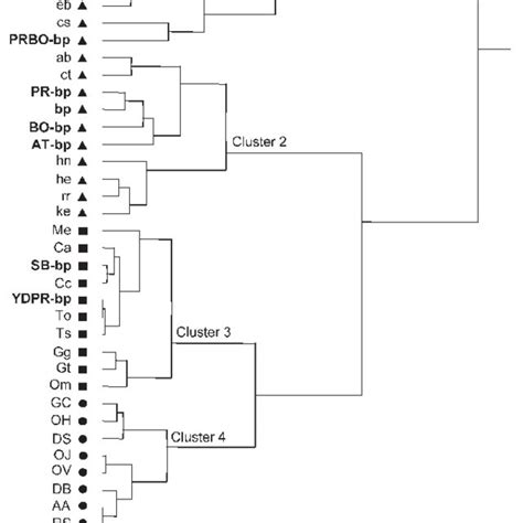 Hierarchical Cluster Tree Based On A Set Of 27 Extant Species Download Scientific Diagram