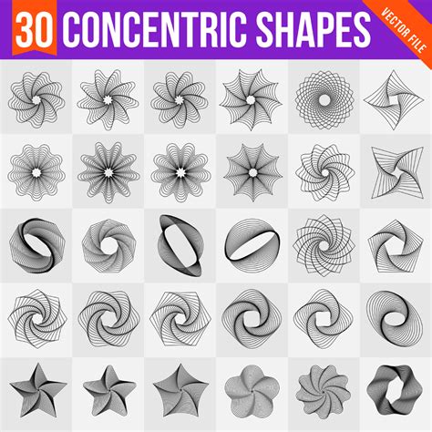30 Abstract Concentric Shapes Bundle Masterbundles