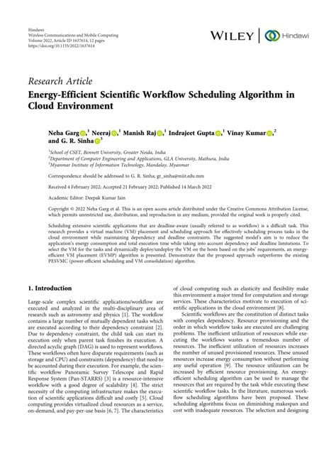 Pdf Energy Efficient Scientific Workflow Scheduling Algorithm In
