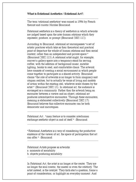 What Is Relational Aesthetics Art Pdf Cognitive Science Psychology And Cognitive Science
