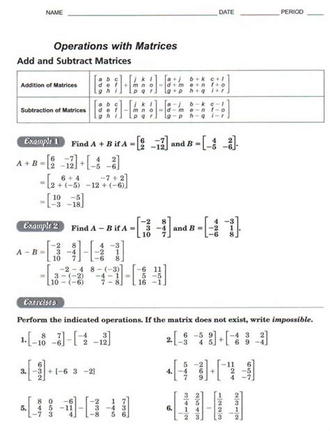 Basic Matrix Operations Quiz Worksheet Live Worksheets Worksheets