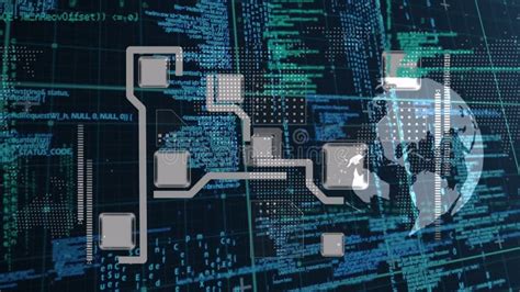 Animation Of Globe And Computer Circuit Board Over Data Processing Stock Video Video Of Globe