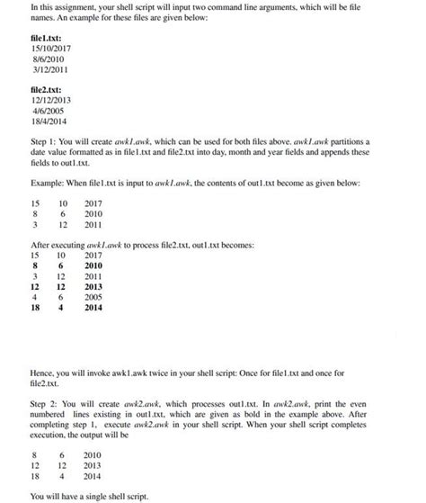 Solved In This Assignment Your Shell Script Will Input Two Chegg Com