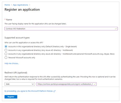 使用 Azure Ad 为门户配置 Ws 联合身份验证提供者 Power Apps Microsoft Learn