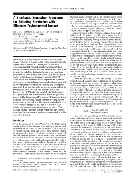 Pdf A Stochastic Simulation Procedure For Selecting Herbicides With Minimum Environmental Impact