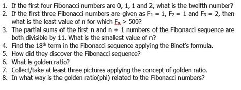 Solved 1 If The First Four Fibonacci Numbers Are 0 1 1