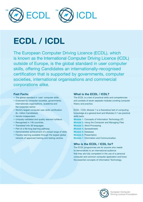 Ecdl Info Sheet Icdl