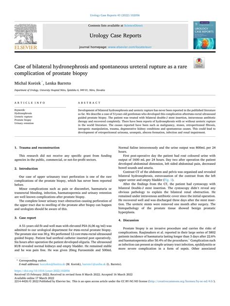 Pdf Case Of Bilateral Hydronephrosis And Spontaneous Ureteral Rupture