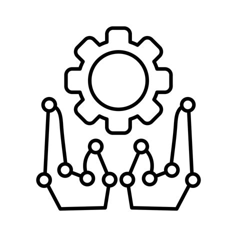Gear With Hands Automation Outline Icon Vector Illustration 23233831 Vector Art At Vecteezy