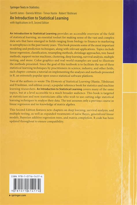 An Introduction To Statistical Learning With Applications In R Springer Texts In Statistics