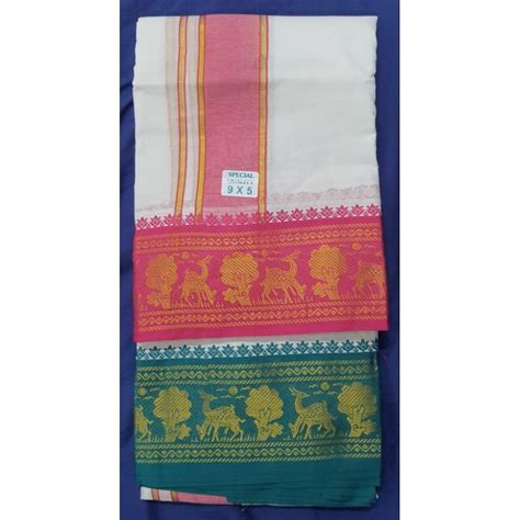 Ready Stock Pure Cotton Dhoti 4 Mtrvesti And 235 Mtrthunduvesti