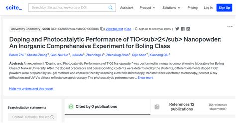 Doping And Photocatalytic Performance Of Tio 2 Nanopowder An Inorganic Comprehensive Experiment