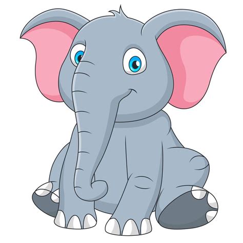 Cute And Adorable Sitting Elephant Cartoon Illustration 21744181 Vector