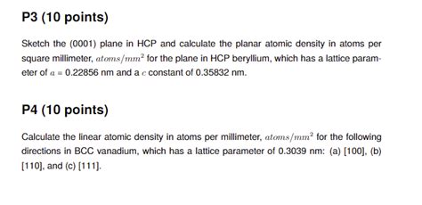 Solved P3 10 ﻿pointssketch The 0001 ﻿plane In Hcp And