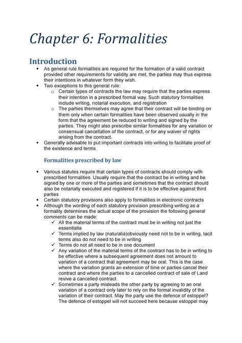 Chapter 6 Formalities Chapter 6 Formalities Introduction As General Rule Formalities Are