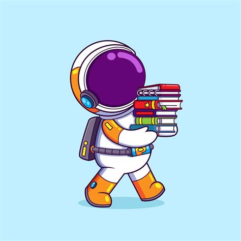 The Clever Astronaut Is Holding A Lot Of Book From The Library 13156537