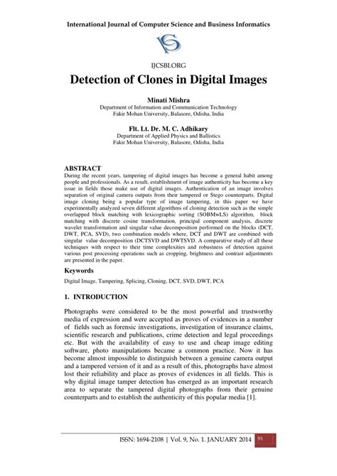 Pdf Detection Of Clones In Digital Images