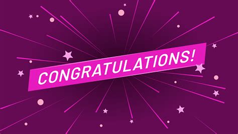 우승자 불꽃 놀이 일러스트입니다 승리 축하를 위한 풍부한 보라색 배경 축하 문구와 반짝임 1등 수상 템플릿 웹 사이트 메일 또는 인쇄를 위한 성공 달성 배너 Brand