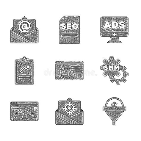 Set Browser Window Mail And E Mail Lead Management Social Media Marketing Website Statistic