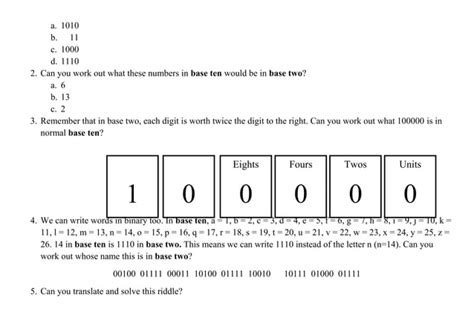 Binary Sheet In Detail With Visuals To Understand Binary Conversions