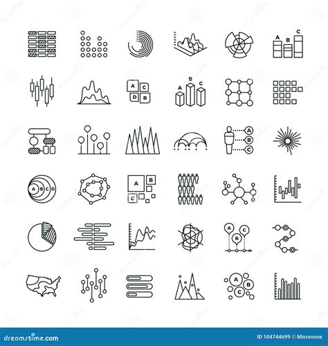 Diagrams Line Icons Signs Set Design Collection Of Graphs Charts Maps Plots Tables Images