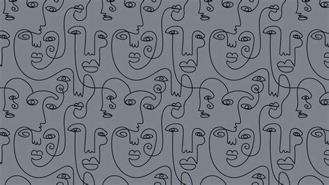 Picasso Inspired Faces Gray Wallpaper Happywall