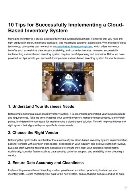 Ppt 10 Tips For Successfully Implementing A Cloud Based Inventory System Powerpoint