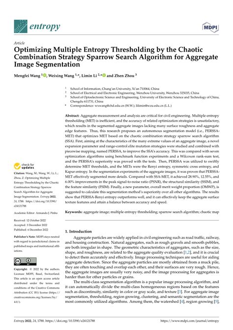 Pdf Optimizing Multiple Entropy Thresholding By The Chaotic