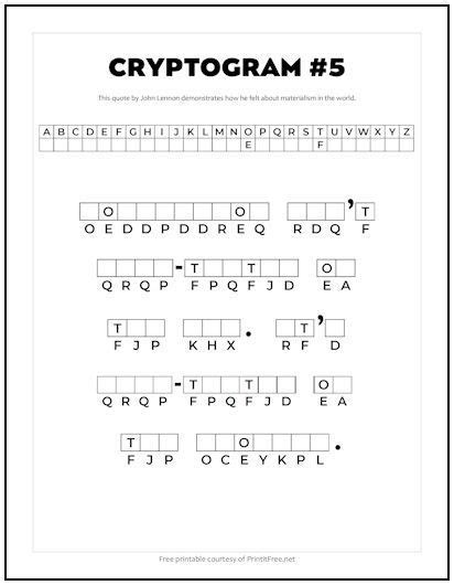 Cryptogram 5 John Lennon Quote Puzzle Game