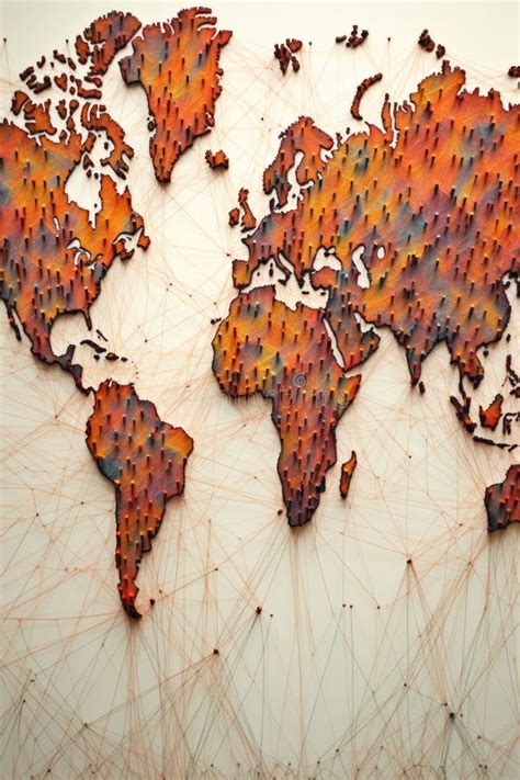 World Map With Connecting Lines Representing Travel Stock Illustration