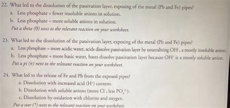 Solved 22 What Led To The Dissolution Of The Passivation