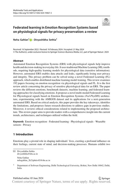 Federated Learning In Emotion Recognition Systems Based On