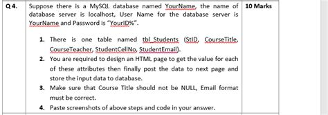 Solved Q4 Suppose There Is A Mysql Database Named Your