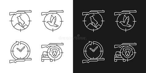 Hunting Types Linear Icons Set For Dark And Light Mode Stock Vector Illustration Of Mode