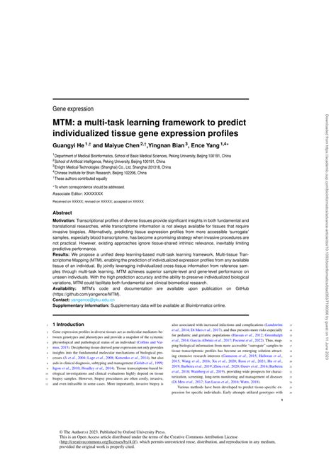 Pdf Mtm A Multi Task Learning Framework To Predict Individualized Tissue Gene Expression Profiles