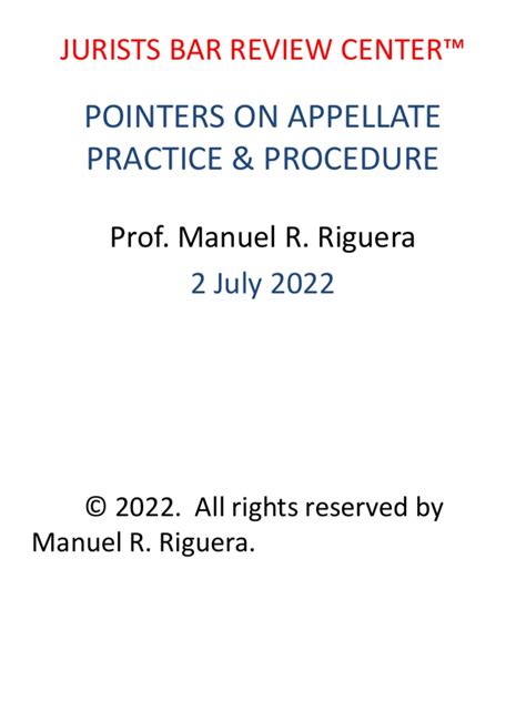 Pointers On Appellate Practice Procedure By Prof Manuel Riguera Pdf Pdf