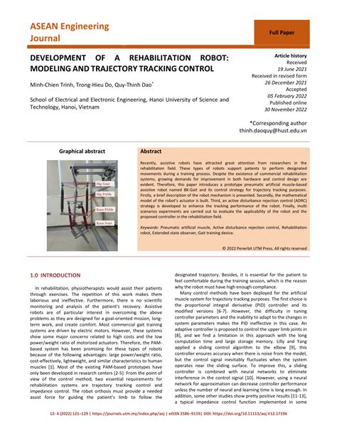 Pdf Development Of A Rehabilitation Robot Modeling And Trajectory Tracking Control
