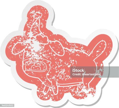 산타 모자를 쓰고 짖는 강아지의 기발한 만화 고민 스티커 개에 대한 스톡 벡터 아트 및 기타 이미지 개 귀여운 그런지 이미지 기법 Istock