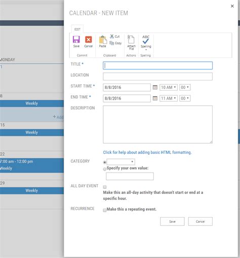 Javascript Specify Event Date In New Event Modal Sharepoint Stack