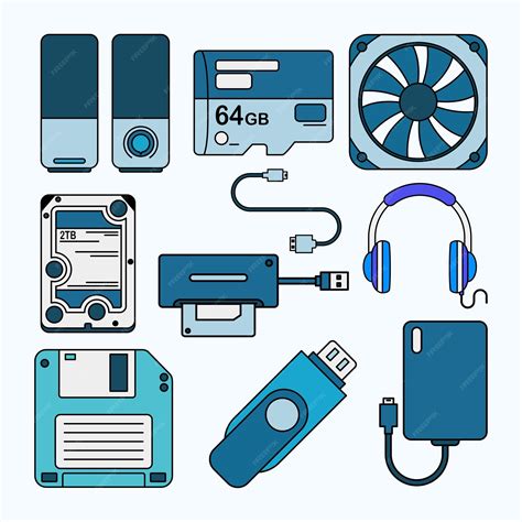 Premium Vector Set Of Computer Hardware Simple Flat Line Illustration