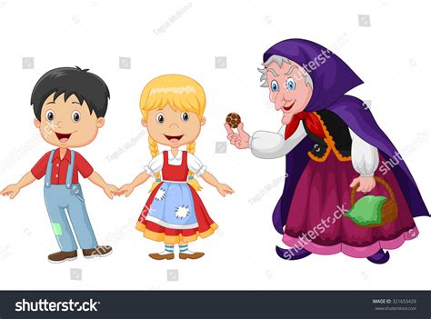 Hansel Gretel Witch On White Background Stock Vector Royalty Free