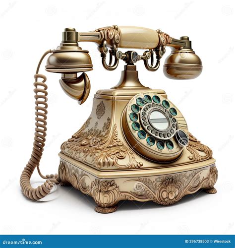 Ai Generated Illustration Of A Vintage Cream White Rotary Dial Phone Old Telephone Stock