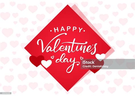 빨간 스티커 배경에 해피 발렌타인 데이의 손 글자를 가진 낭만적 인 인사말 카드 공휴일에 대한 스톡 벡터 아트 및 기타 이미지 공휴일 그리기 낮 Istock