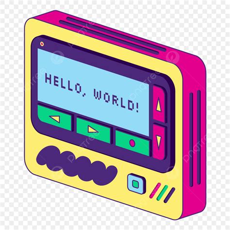 90s Retro Vector Png Images Colorful Retro Pager Gadget From 90s