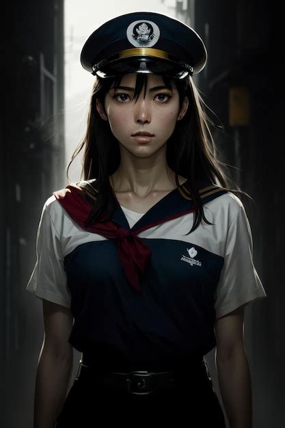 Premium Ai Image A Woman In A Sailor Suit With A Hat And A Shirt That