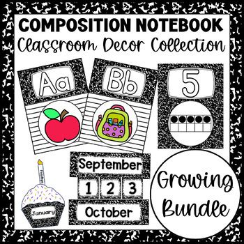Composition Notebook Classroom Decor Collection Growing Bundle For Back