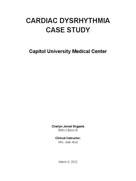 Cardiac Dysrhythmia Case Study Pdf Heart Artificial Cardiac Pacemaker