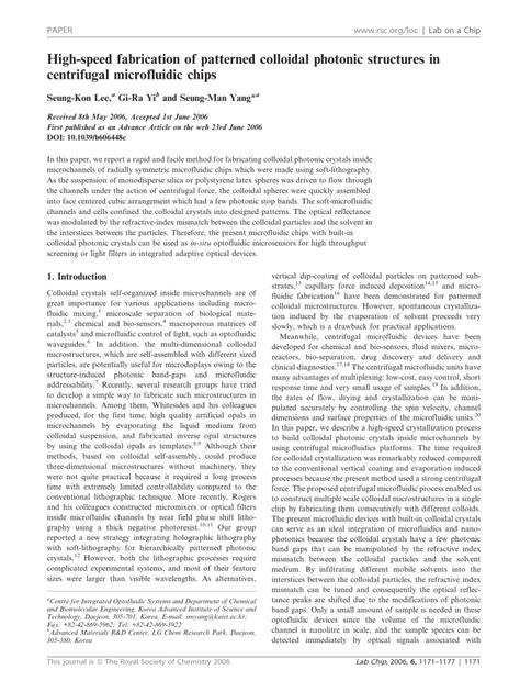 Pdf High Speed Fabrication Of Patterned Colloidal Photonic Structures