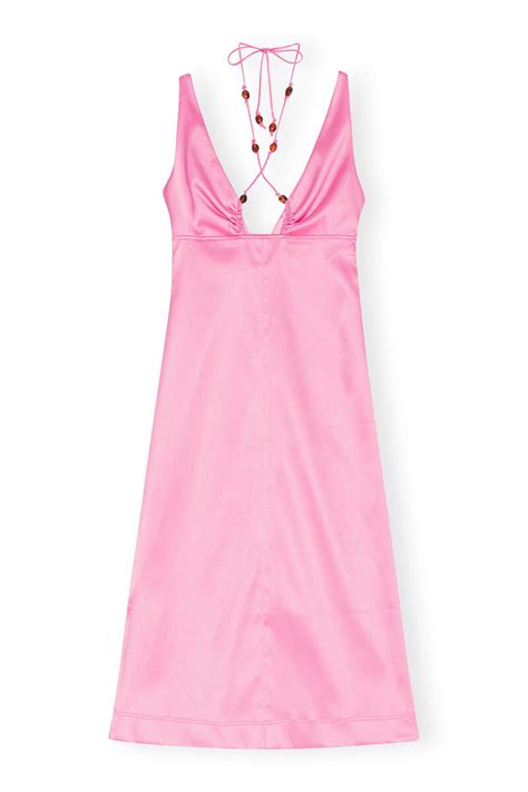 Wild Orchid Double Satin Halter Neck Dress Ganni Kr 가니